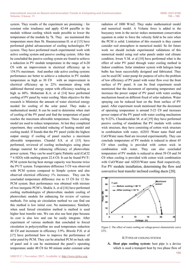 Performance Improvement of Solar PV Cells using Various Cooling Methods: A Review | PDF