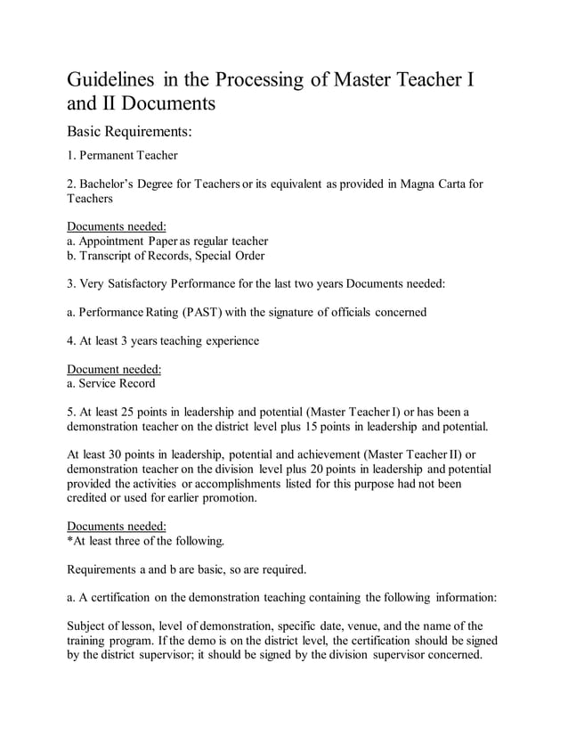 351548759 requirements-checklist-for-reclassification-to-master-teacher-i | DOCX | Educational ...