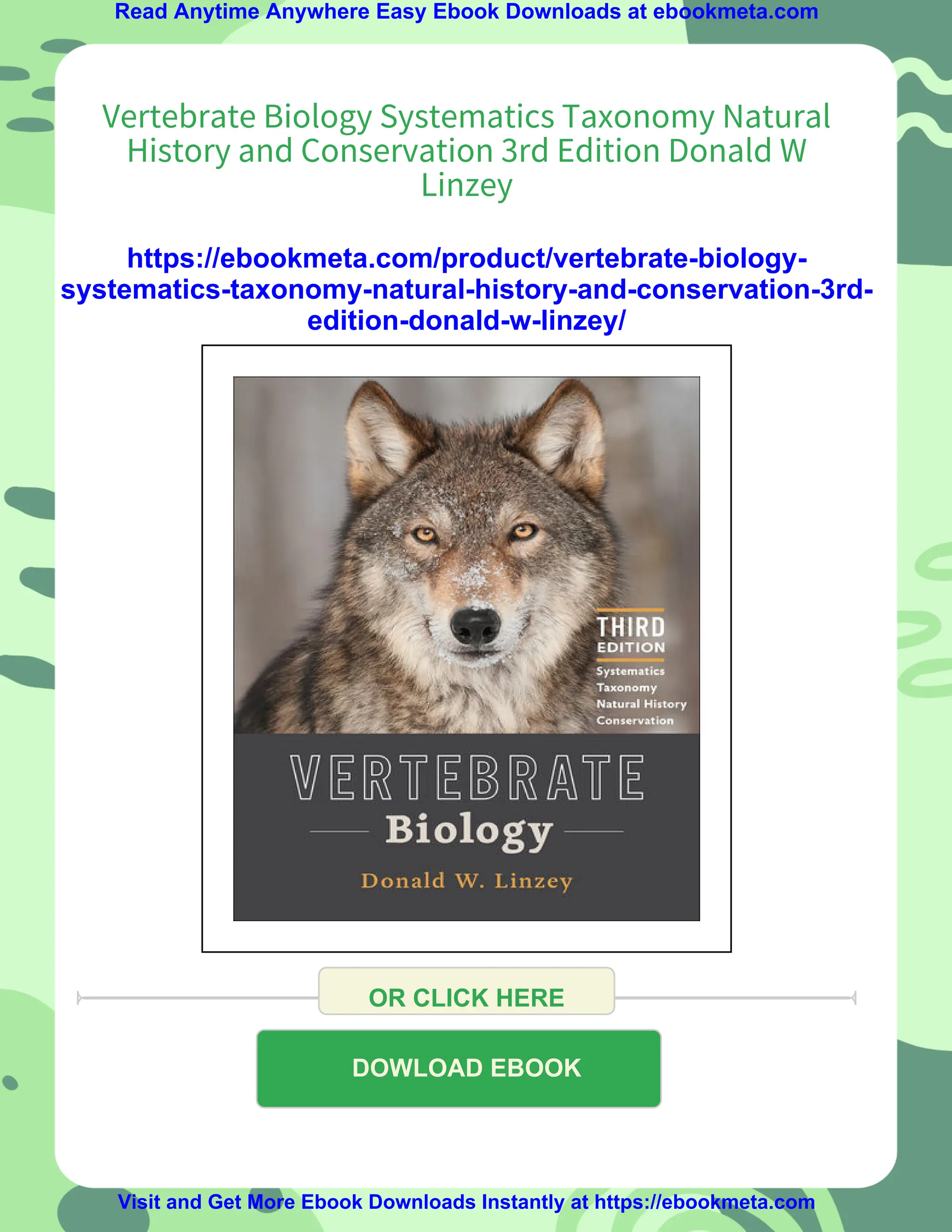 Vertebrate Biology Systematics Taxonomy Natural History and ...