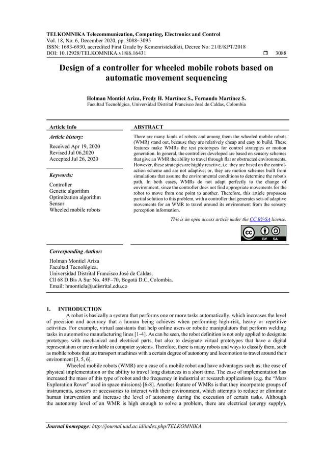 Design of a controller for wheeled mobile robots based on automatic movement sequencing | PDF