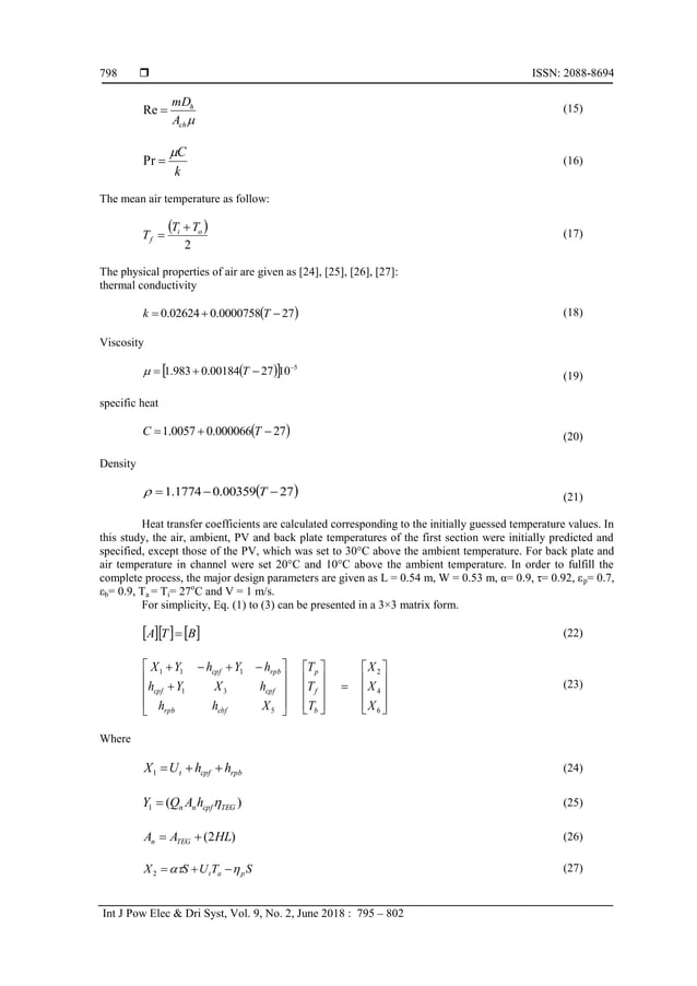 Mathematical Modeling of Photovoltaic Thermal-Thermoelectric (PVT-TE) Air Collector | PDF