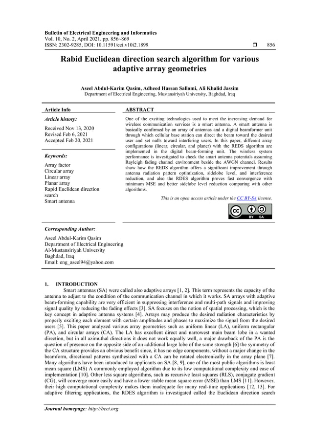 Rabid Euclidean direction search algorithm for various adaptive array ...