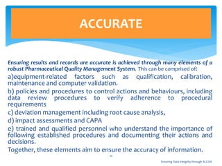 ENSURING DATA INTEGRTY THROUGH "ALCOA" : BASIC DATA INTEGRITY ...