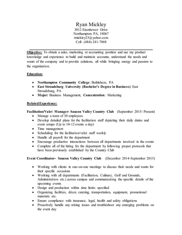 Ryan Mickleys Resume | DOCX