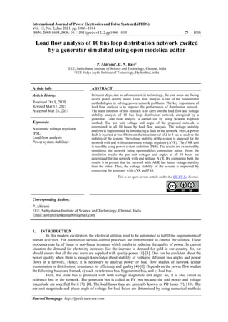 Load flow analysis of 10 bus loop distribution network excited by a generator simulated using ...
