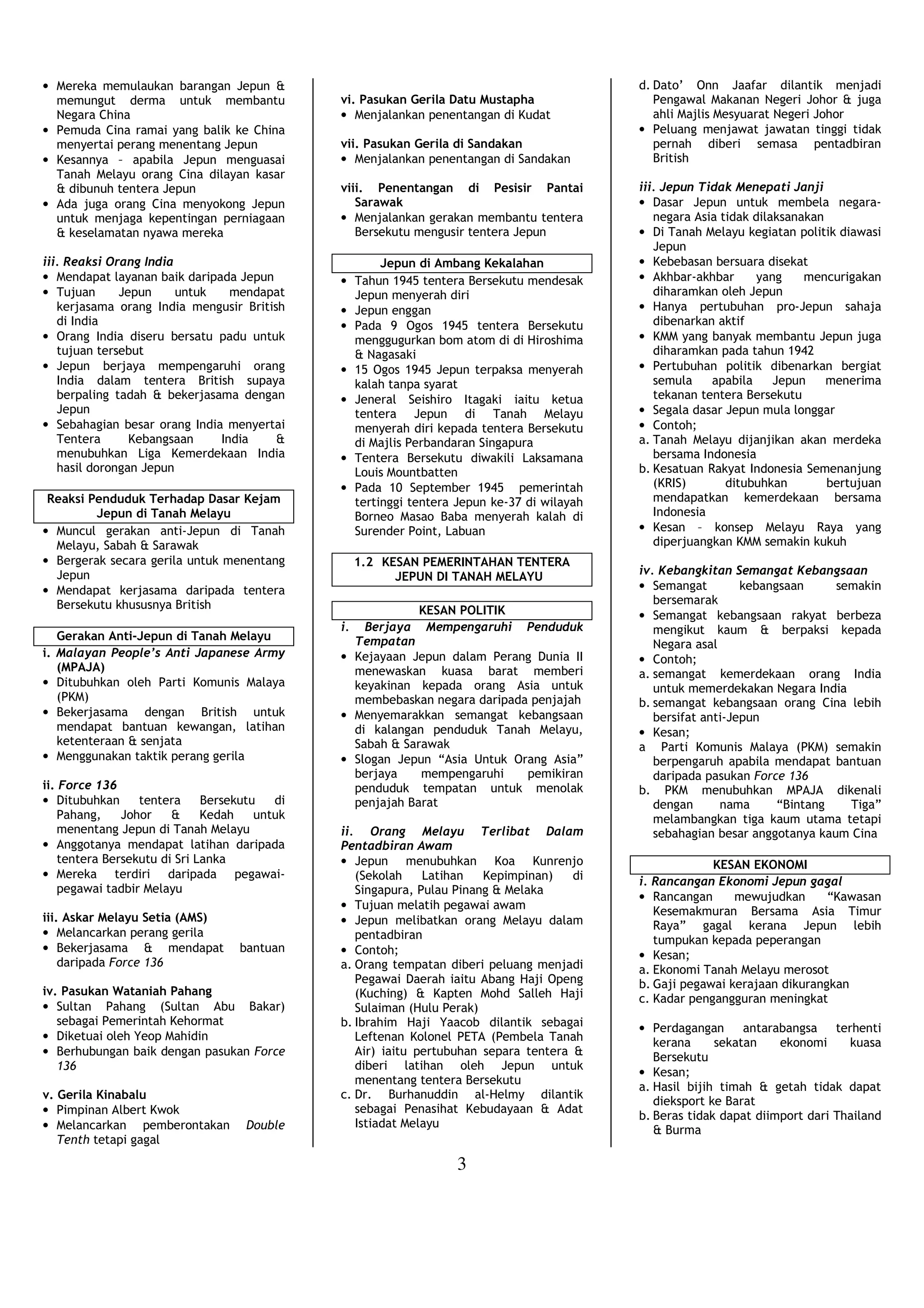 NOTA SEJARAH TINGKATAN 3 | PDF