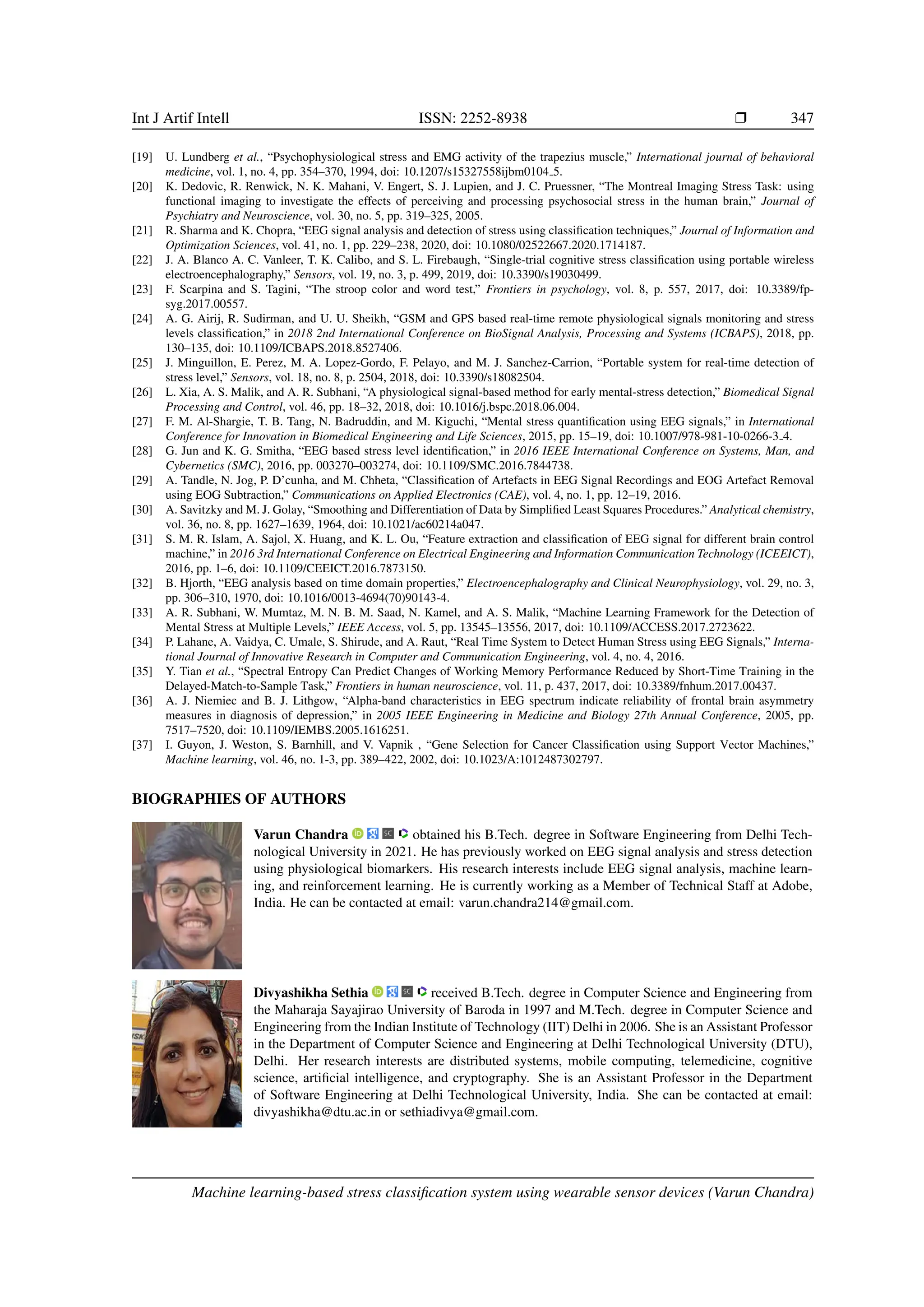 Machine Learning Based Stress Classification System Using Wearable Sensor Devices Pdf