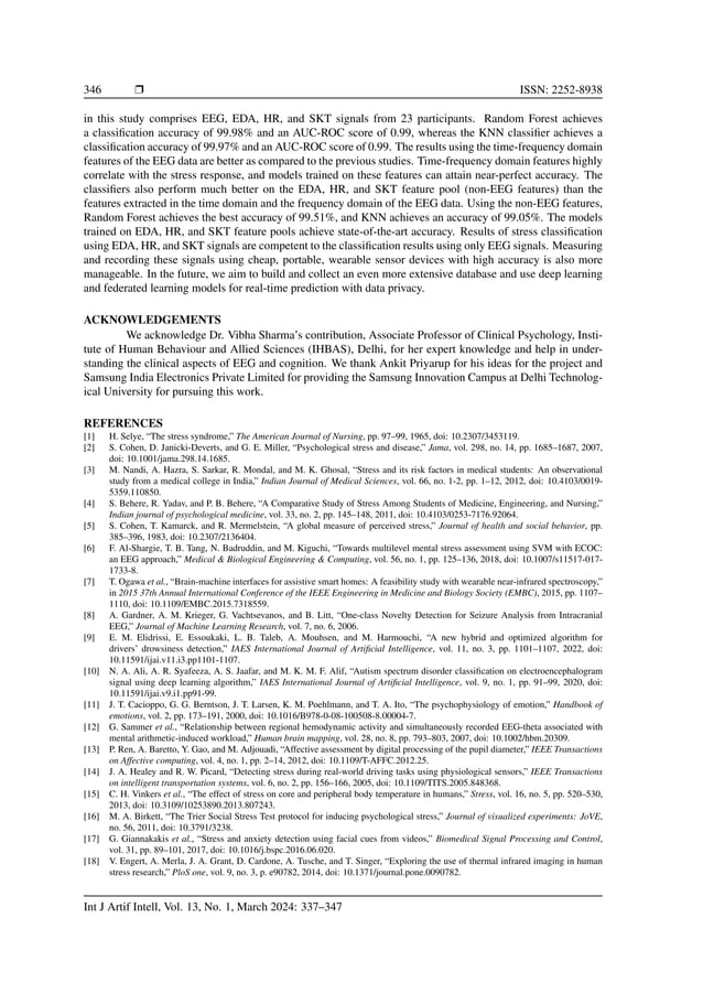 Machine learning-based stress classification system using wearable sensor devices | PDF