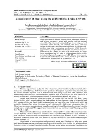 Classification of meat using the convolutional neural network | PDF | Artificial Intelligence ...