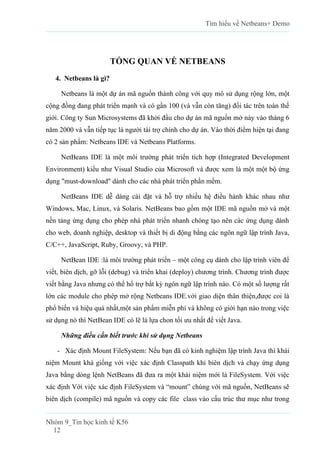 Báo cáo Tìm hiểu tổng quan về netbeans + demo | PDF