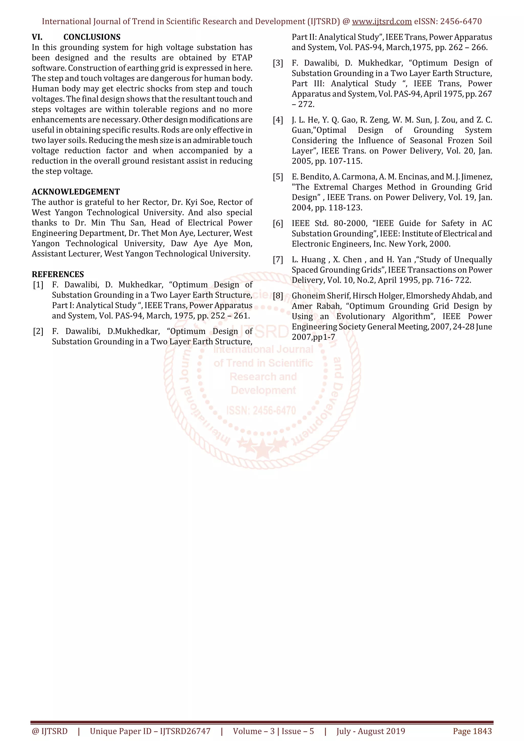 Design of Earthing System for 230 kV High Voltage Substation by ETAP 12.6 Software | PDF