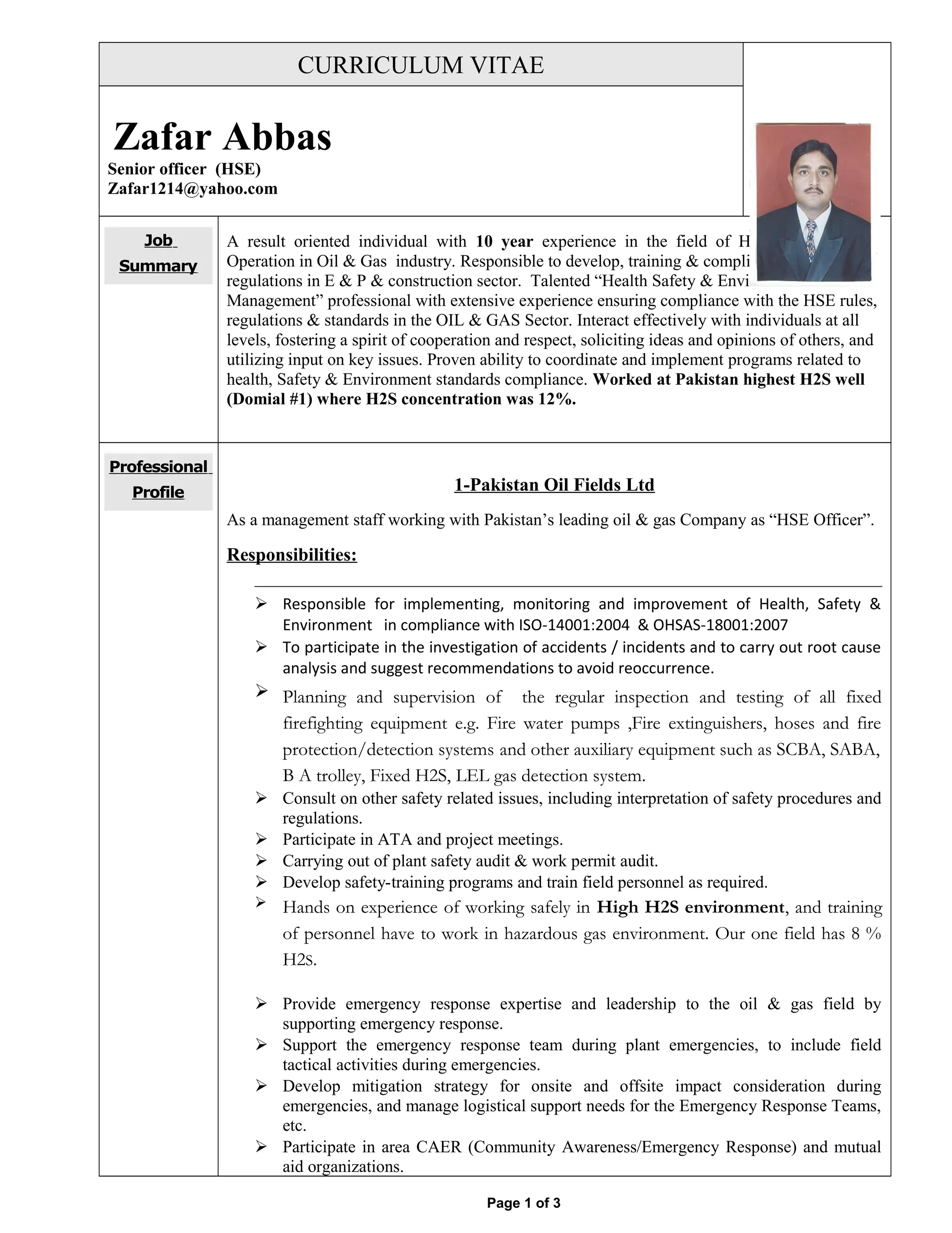 Zafar _CV | DOC | Business | Business and Finance