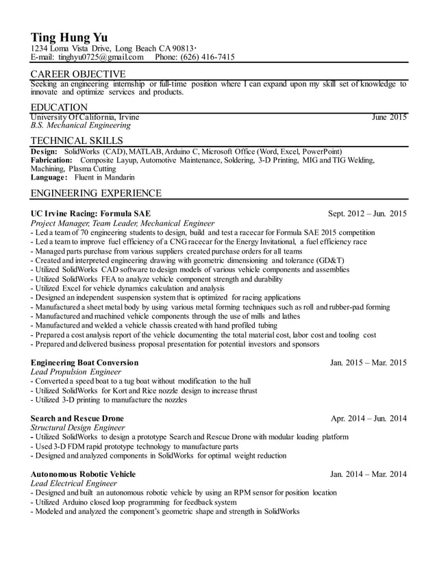 Ting Hung Yu Resume | PDF