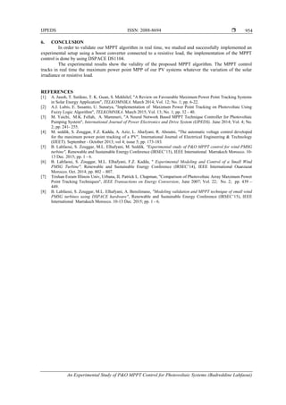 An Experimental Study of P&O MPPT Control for Photovoltaic Systems | PDF