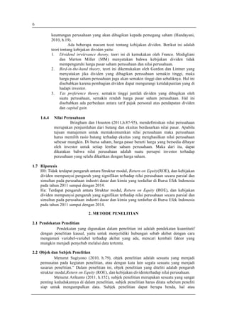 Pengaruh Struktur Modal, Return on Equity (ROE), dan Kebijakan Dividen ...