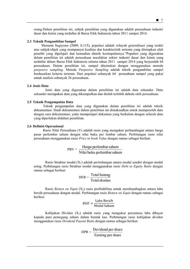 Pengaruh Struktur Modal, Return on Equity (ROE), dan Kebijakan Dividen terhadap Nilai Perusahaan ...