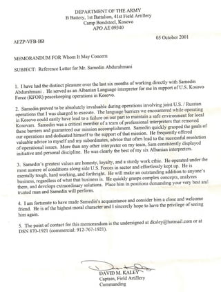 Memorandum from US Army | PDF