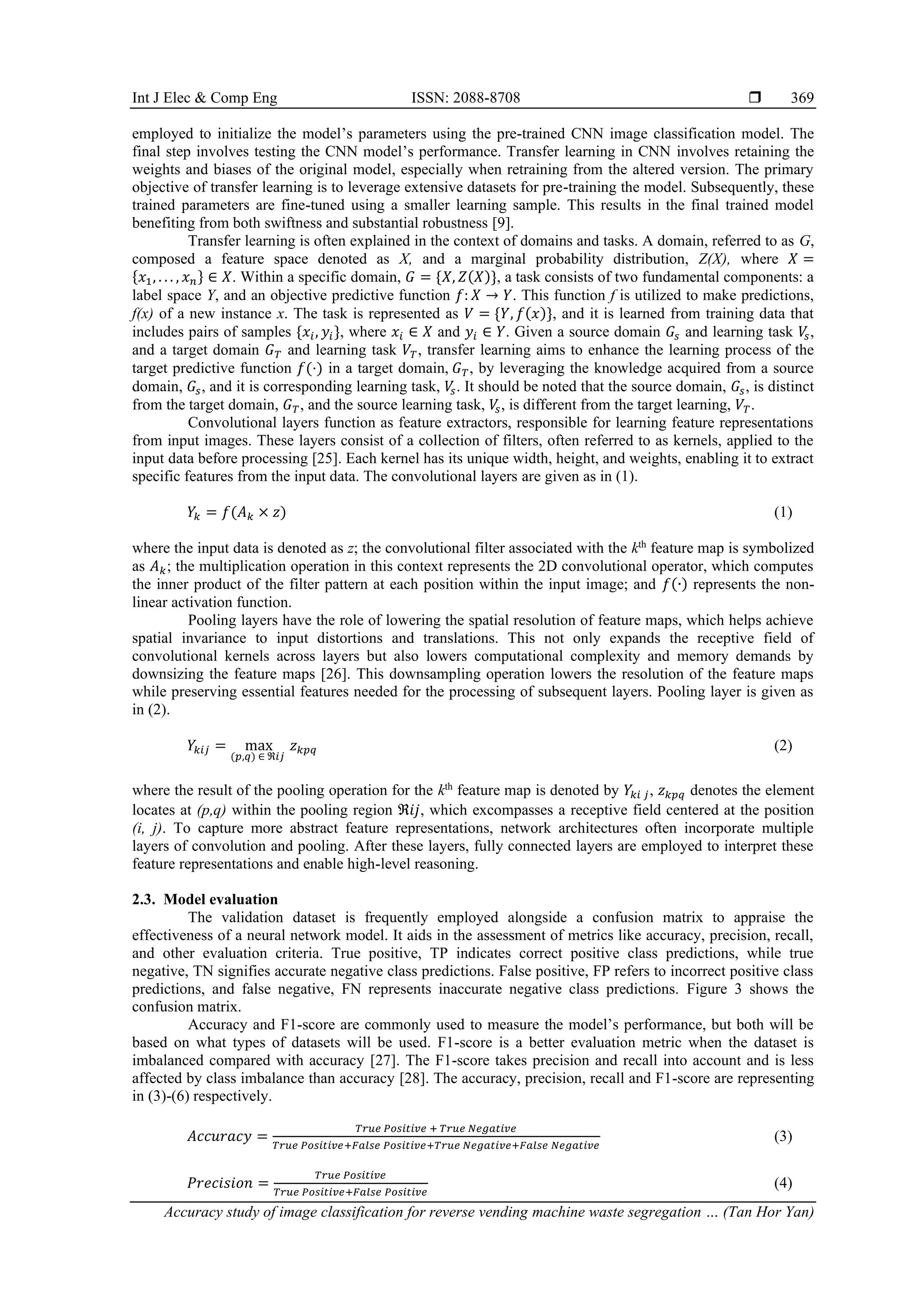 Accuracy study of image classification for reverse vending machine waste segregation using ...