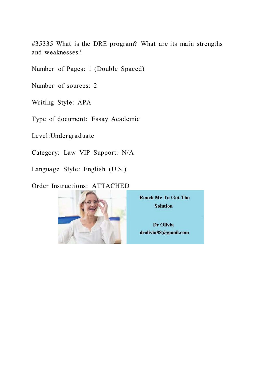 #35335 What is the DRE program What are its main strengths and weak | DOCX