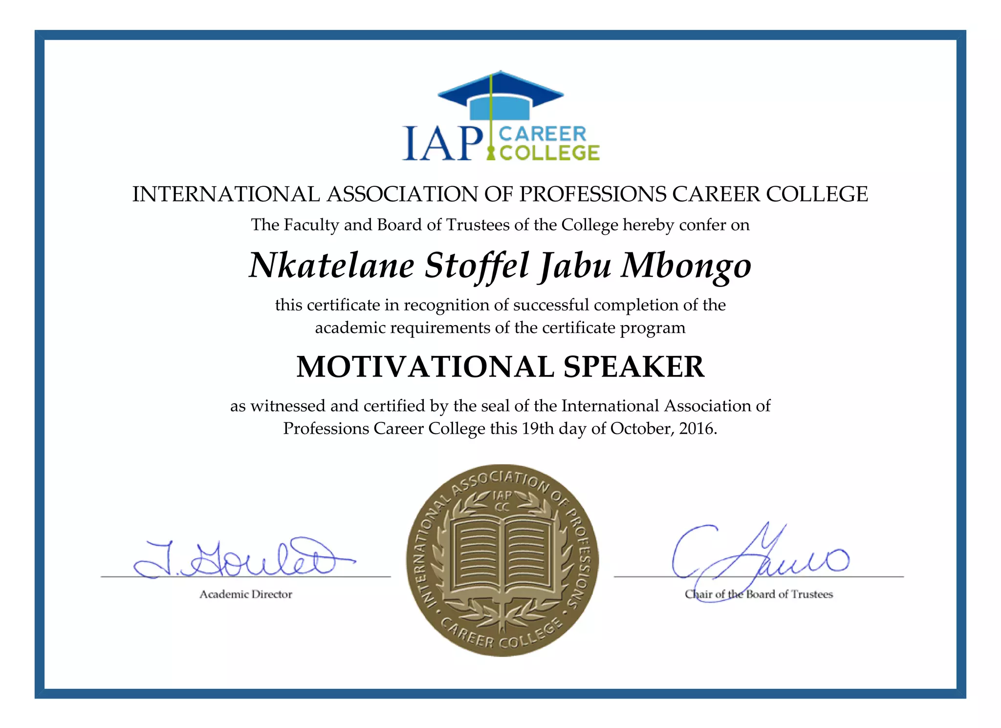 CERTIFICATE_Motivational Speaker | PPT