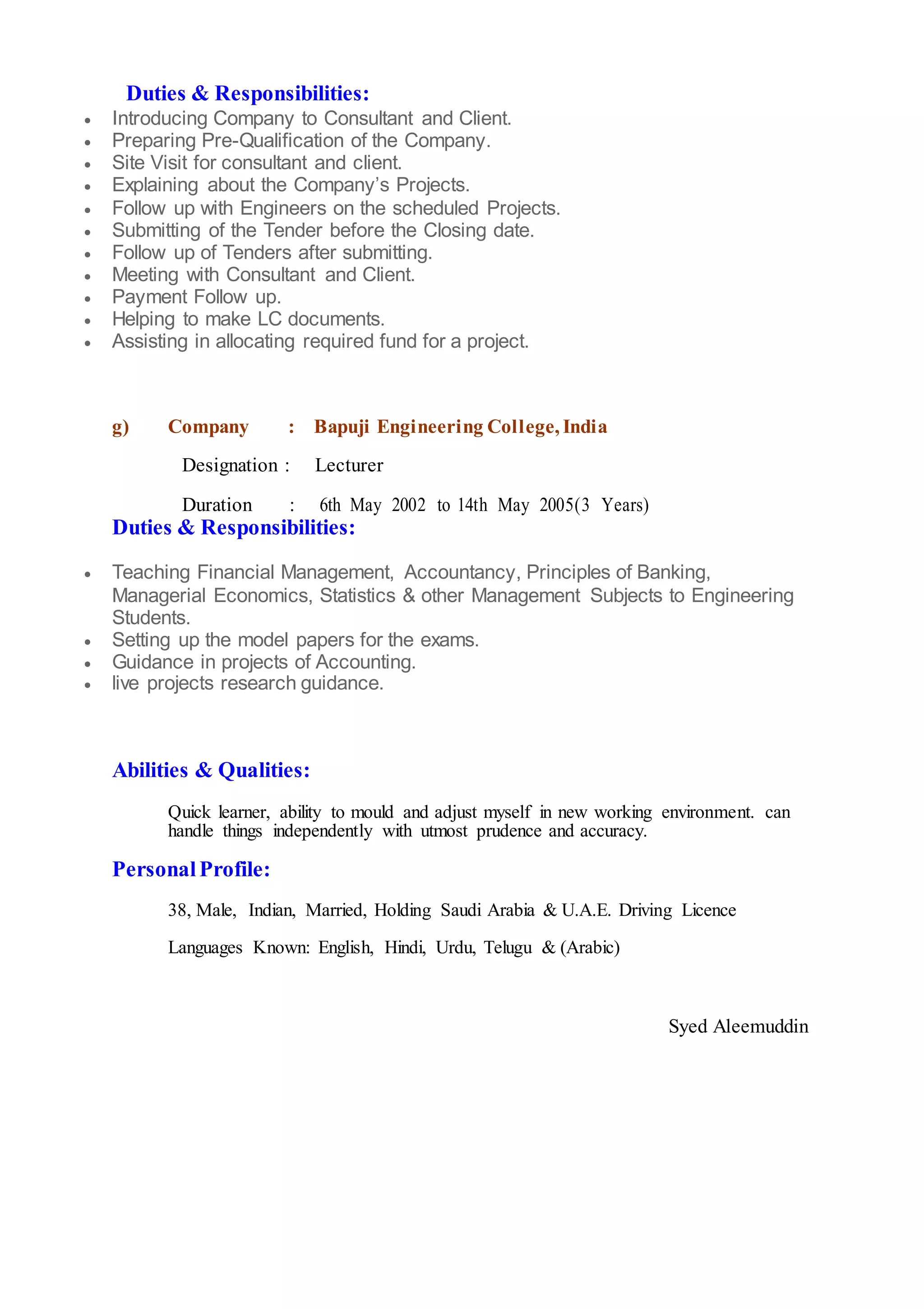 CV - Syed Aleemuddin | PDF