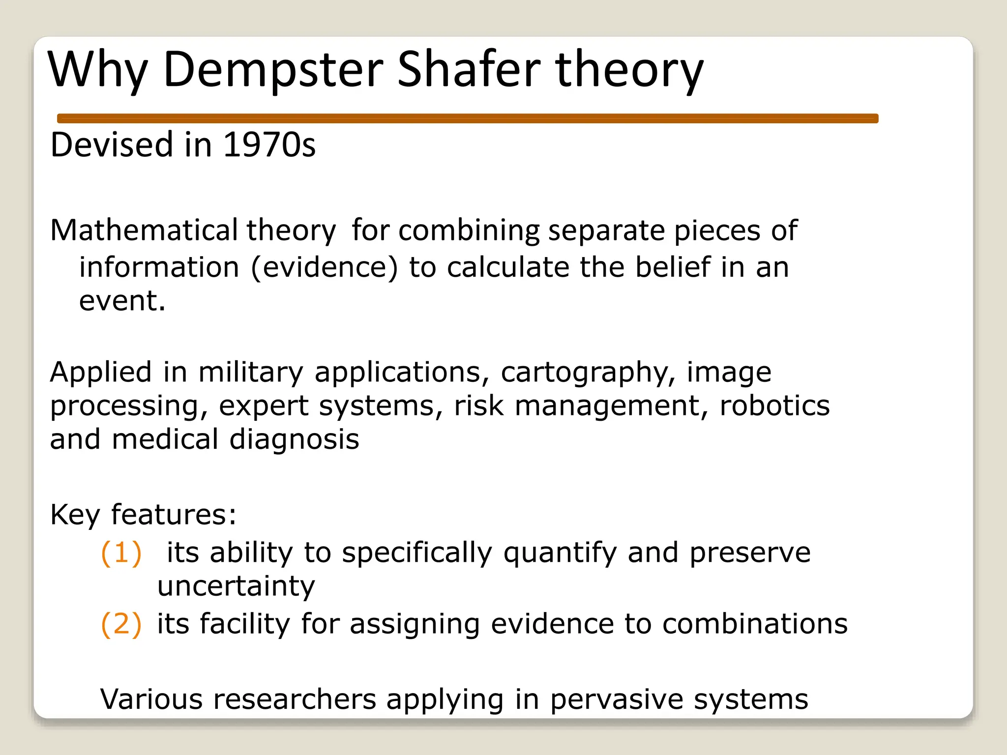Dempster Shafer Theory Power point presentation | PPT