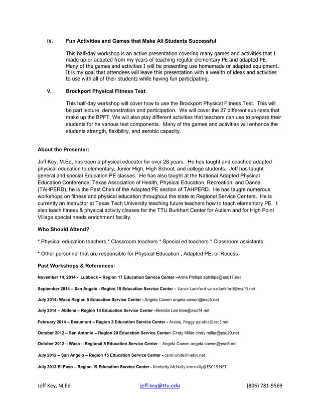 Workshop Titles | DOCX