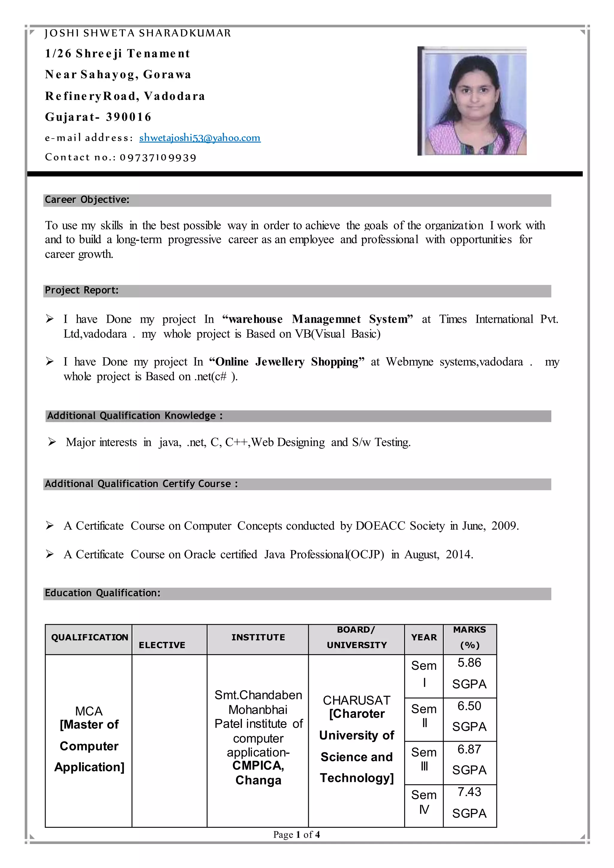 resume_shwetajoshi | DOCX | Web Development | Internet