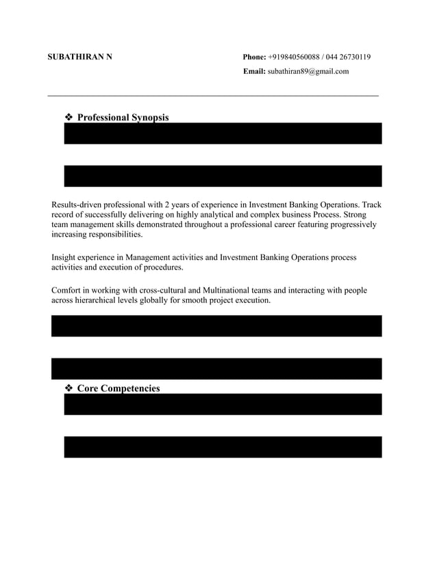 Subathiran Resume | DOC