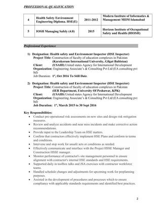 Nasir Jamal CV | DOC | Civil Engineering Industry | Industries