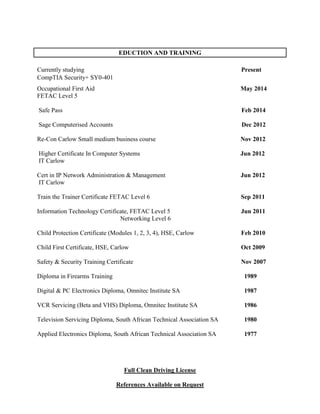 Peter Boyd CV 2016 (1) | PDF