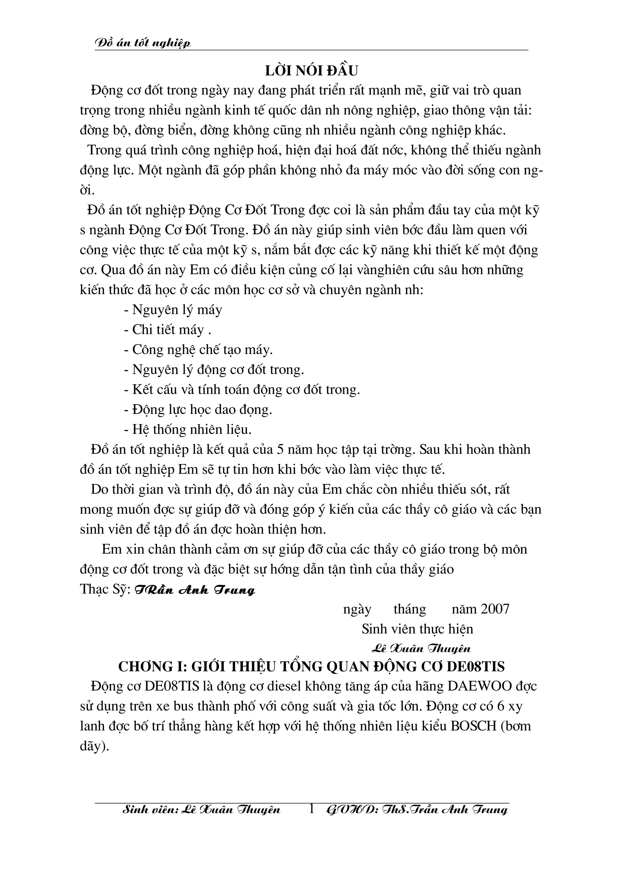 Đồ Án Tốt Nghiệp Động Cơ Đốt Trong | PDF