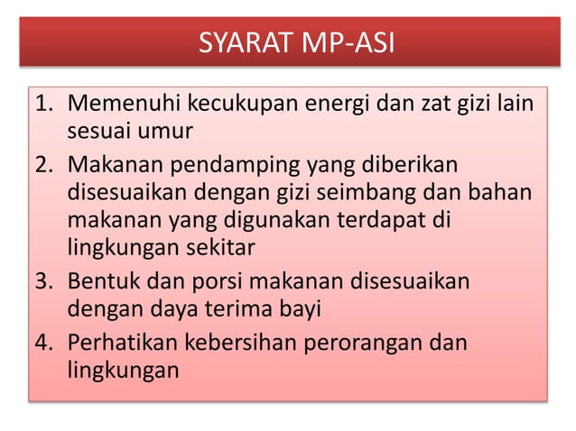 Pemberian makan bayi dan anak (PMBA) | PPTX