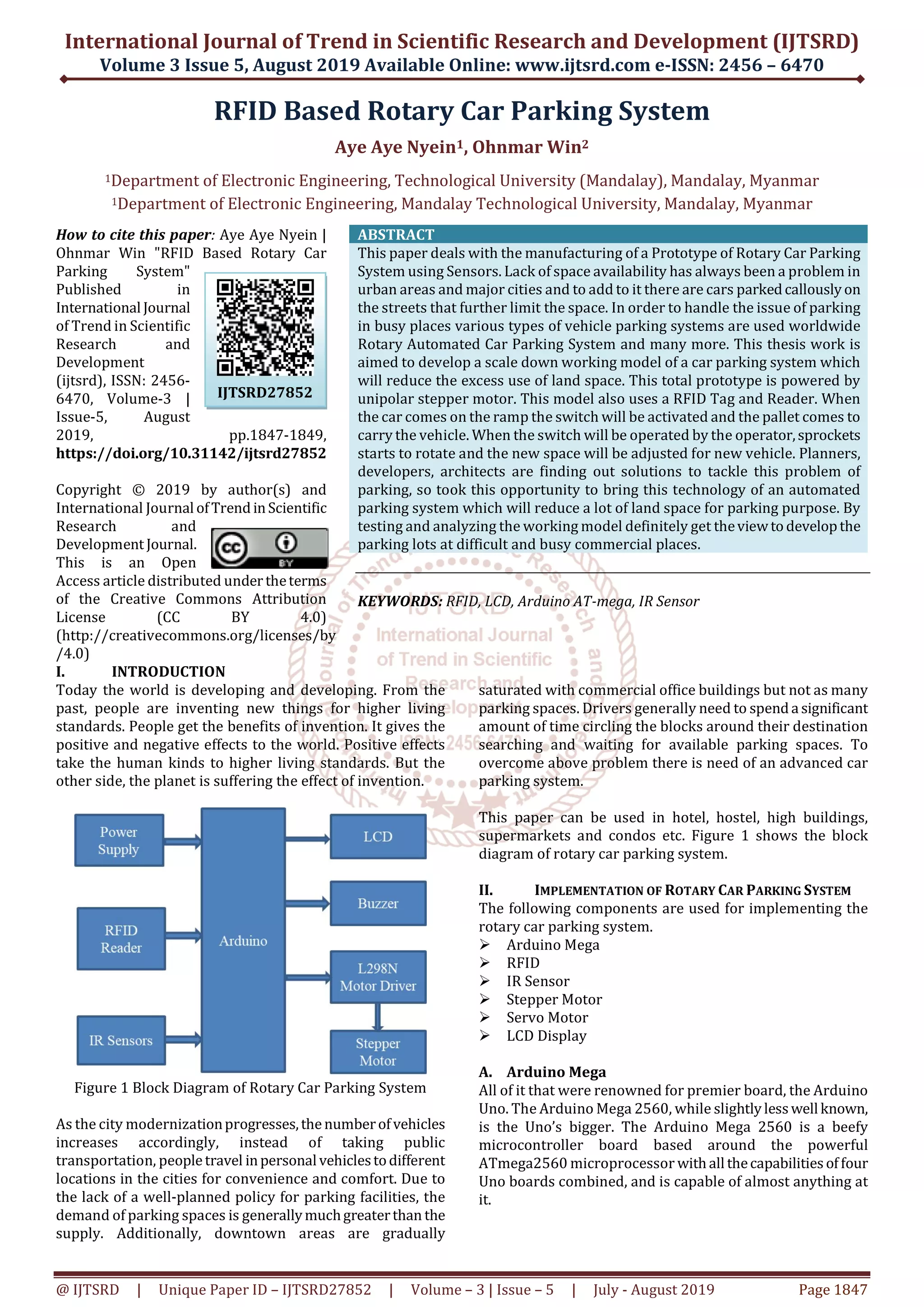 RFID Based Rotary Car Parking System | PDF
