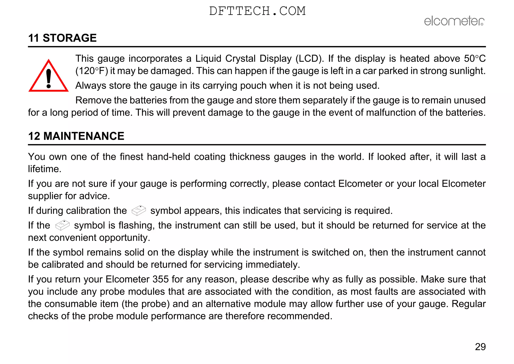 Elcometer 355 Coating Thickness Gauge Standard Model instructions | PDF