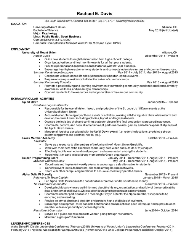 Rachael Davis' Resume | PDF