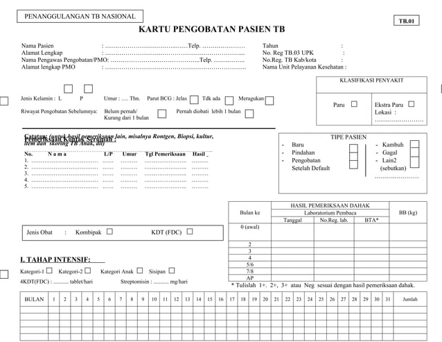 Form tuberkulosis terbaru tb 01 new form | PPT