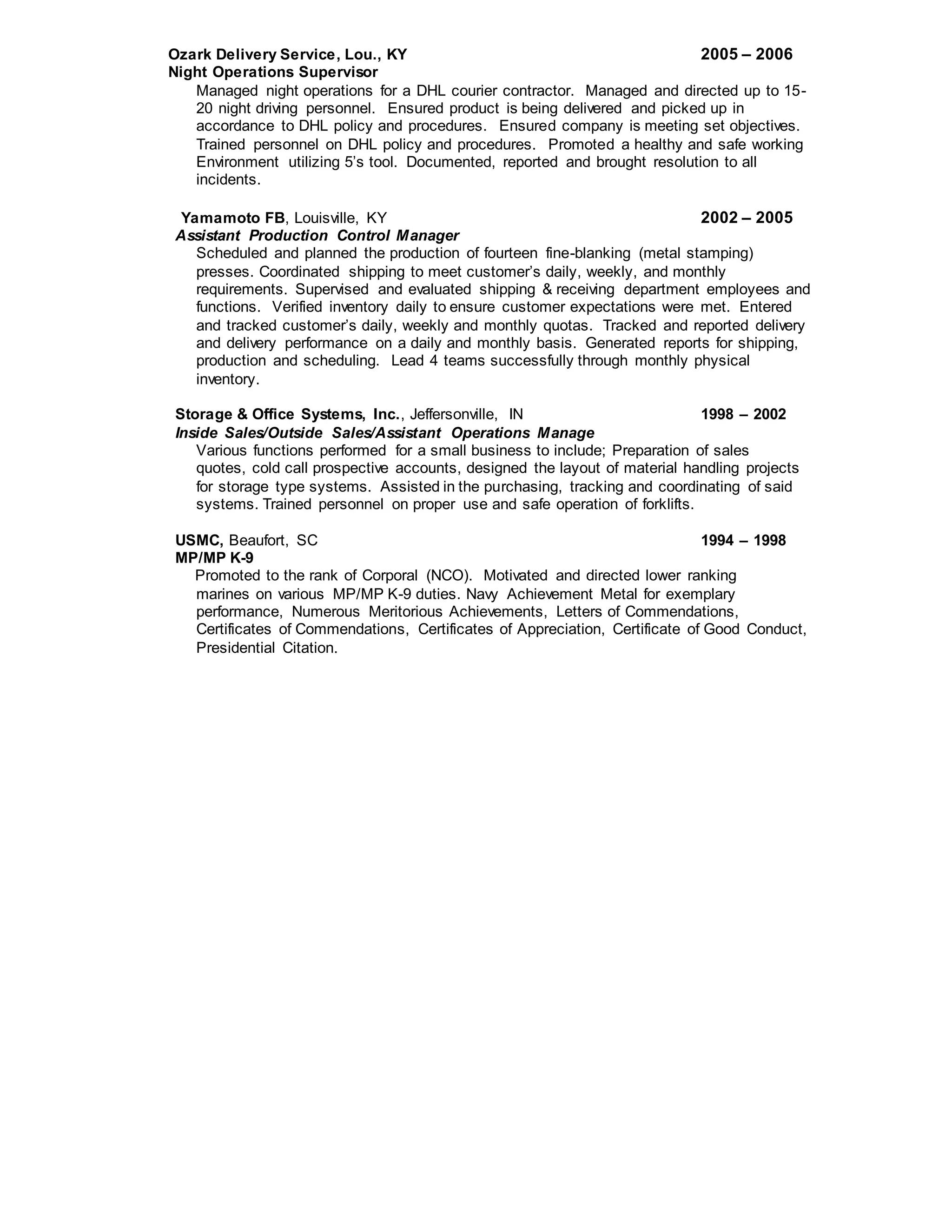 Butch Resume - Oct 2105 | PDF