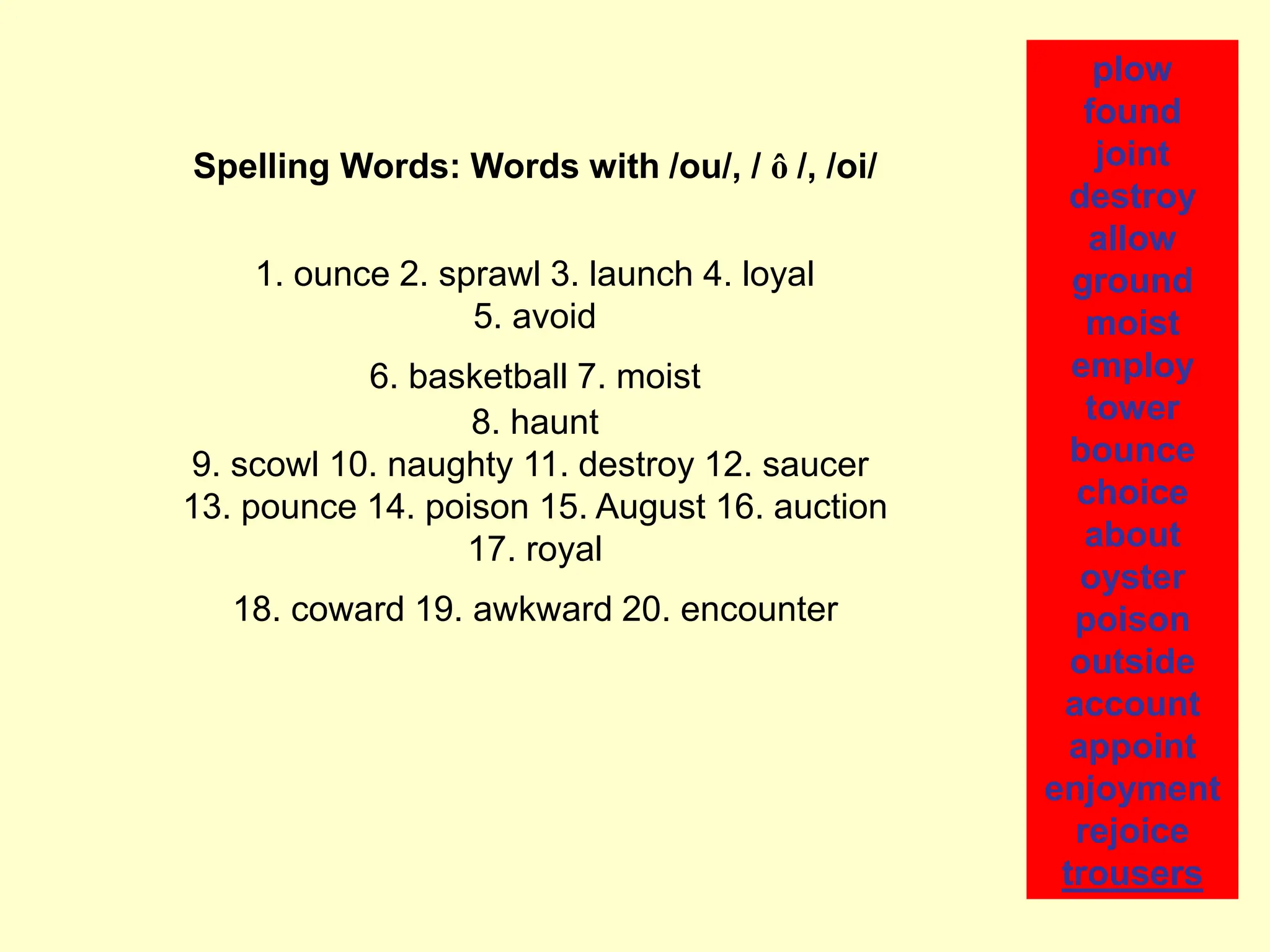 Spelling o oi ou | PPT