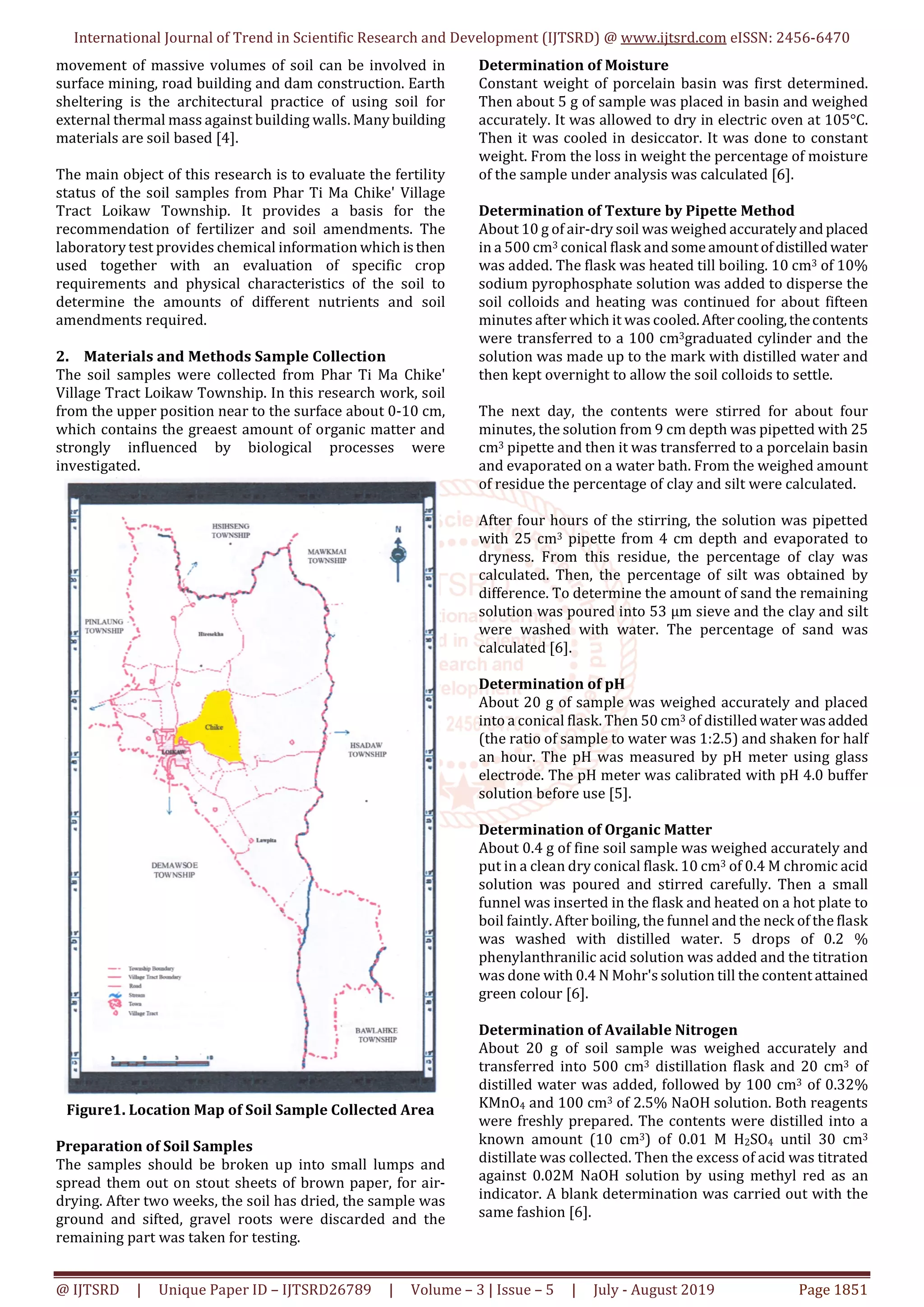 Analysis of Soil Sample from Phar Ti Ma Chike Village Tract Loikaw ...