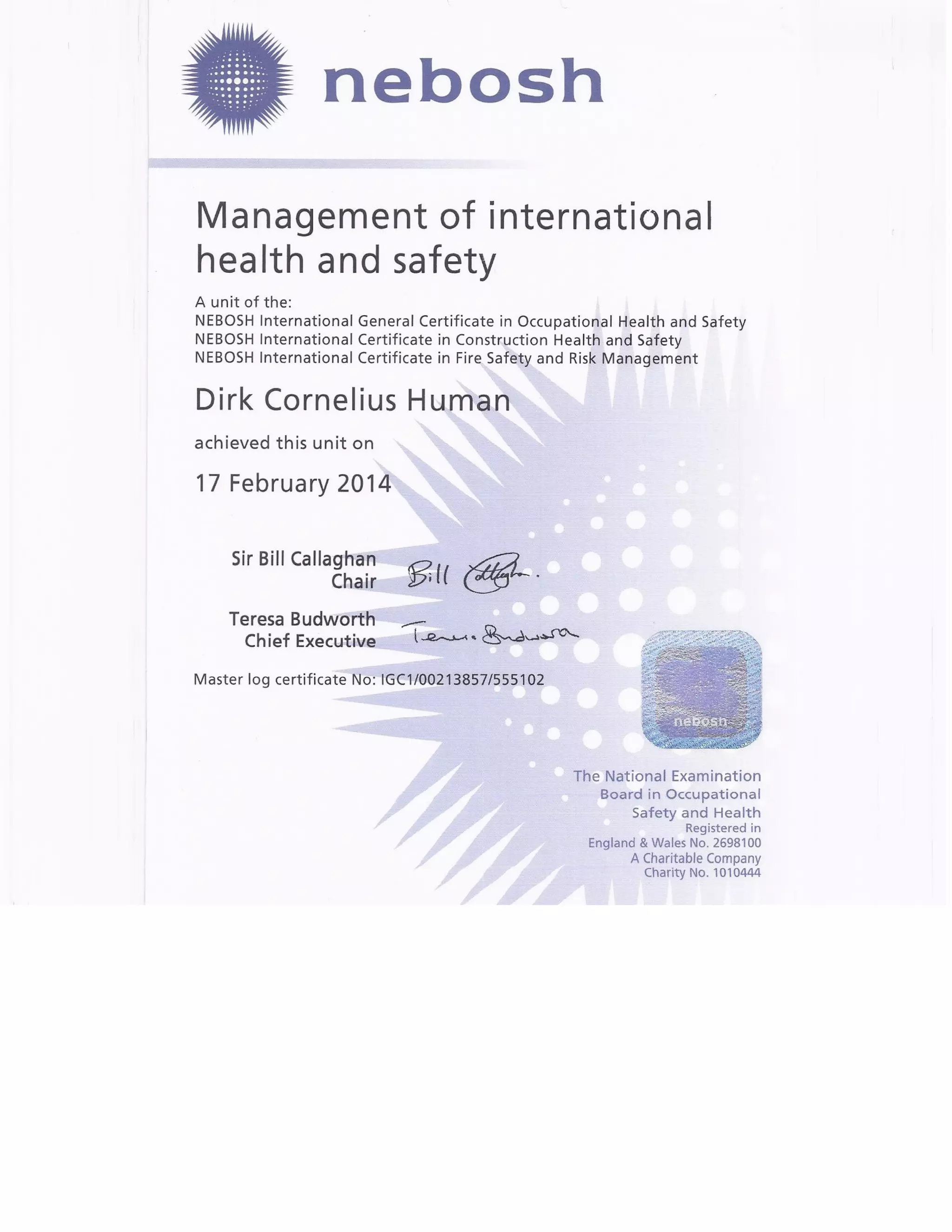 Nebosh certificate | PDF