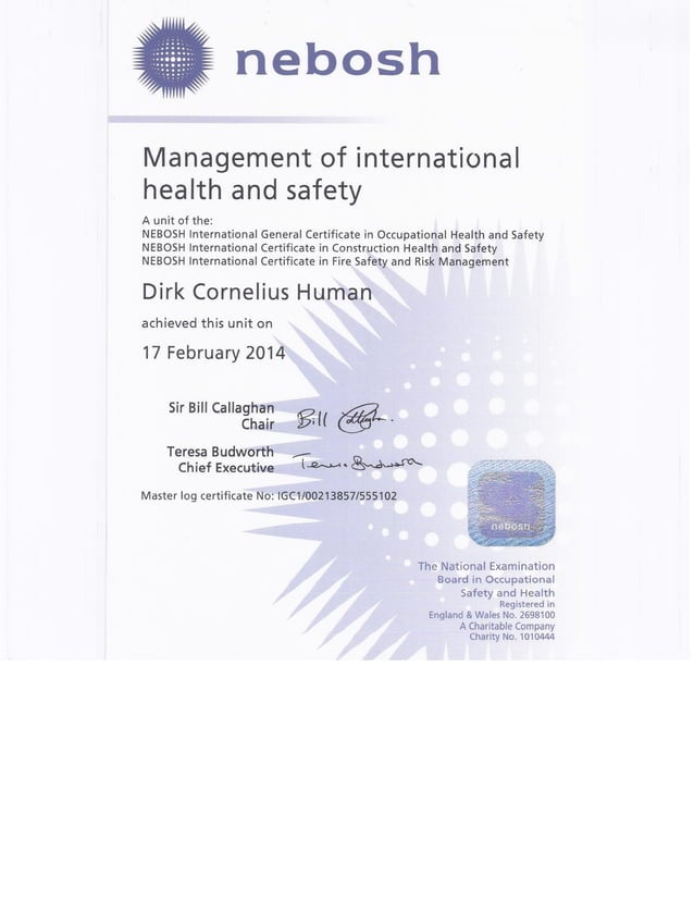 Nebosh certificate | PDF