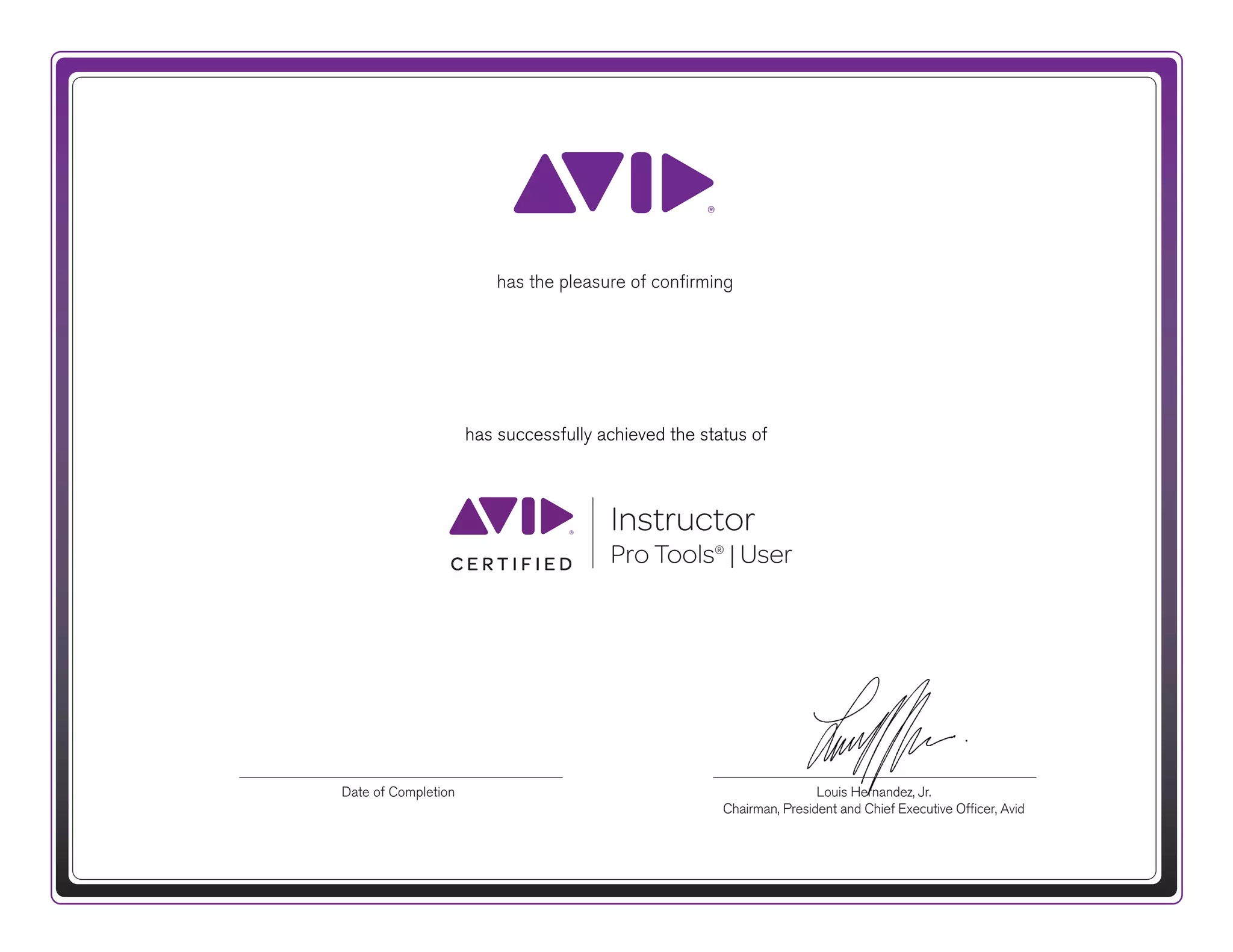 Avid Instructor Pro Tools Certificate | PPT