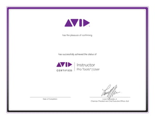 Avid Instructor Pro Tools Certificate | PPT