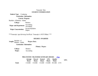Transcript Data | PPT