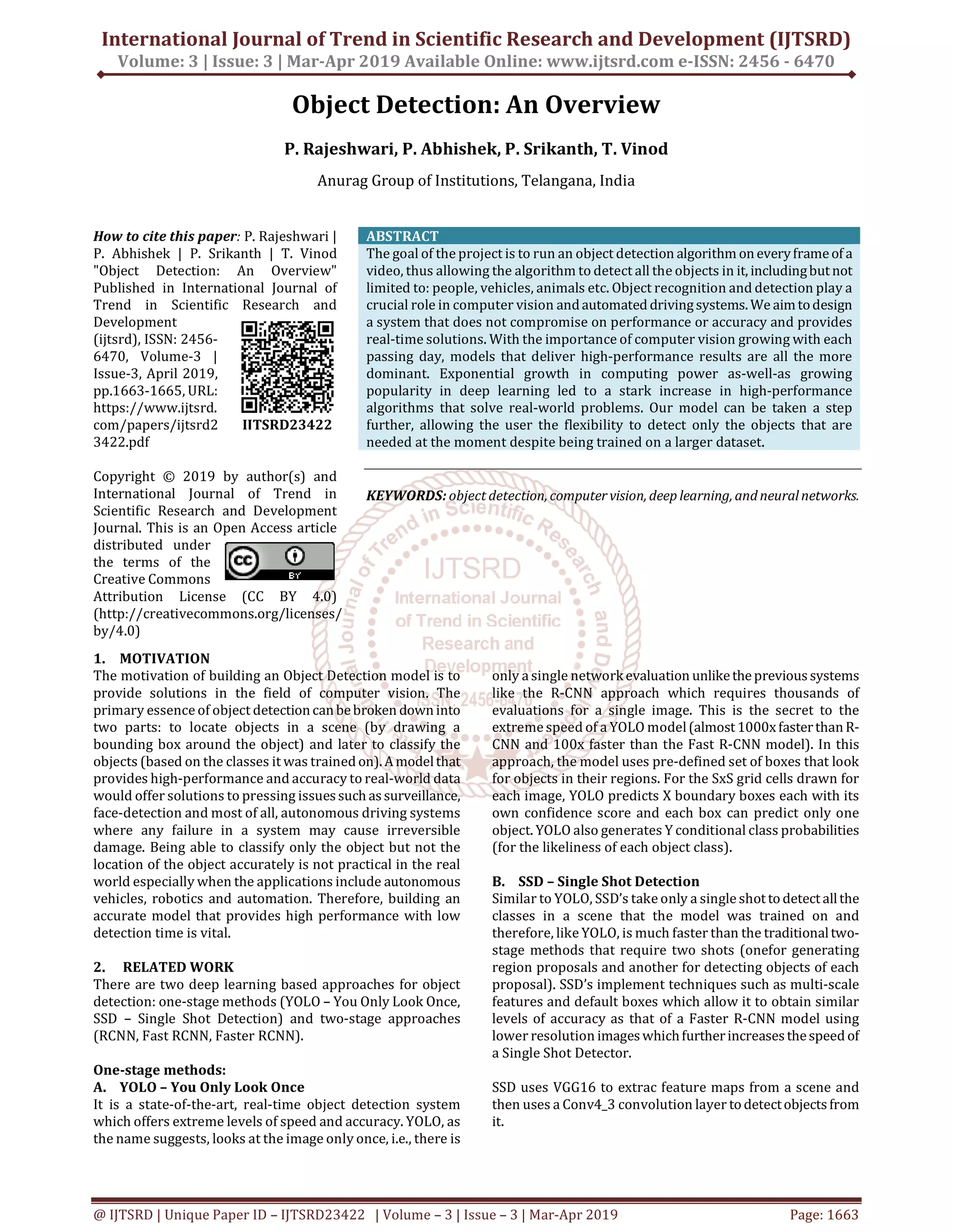 Object Detection An Overview Pdf