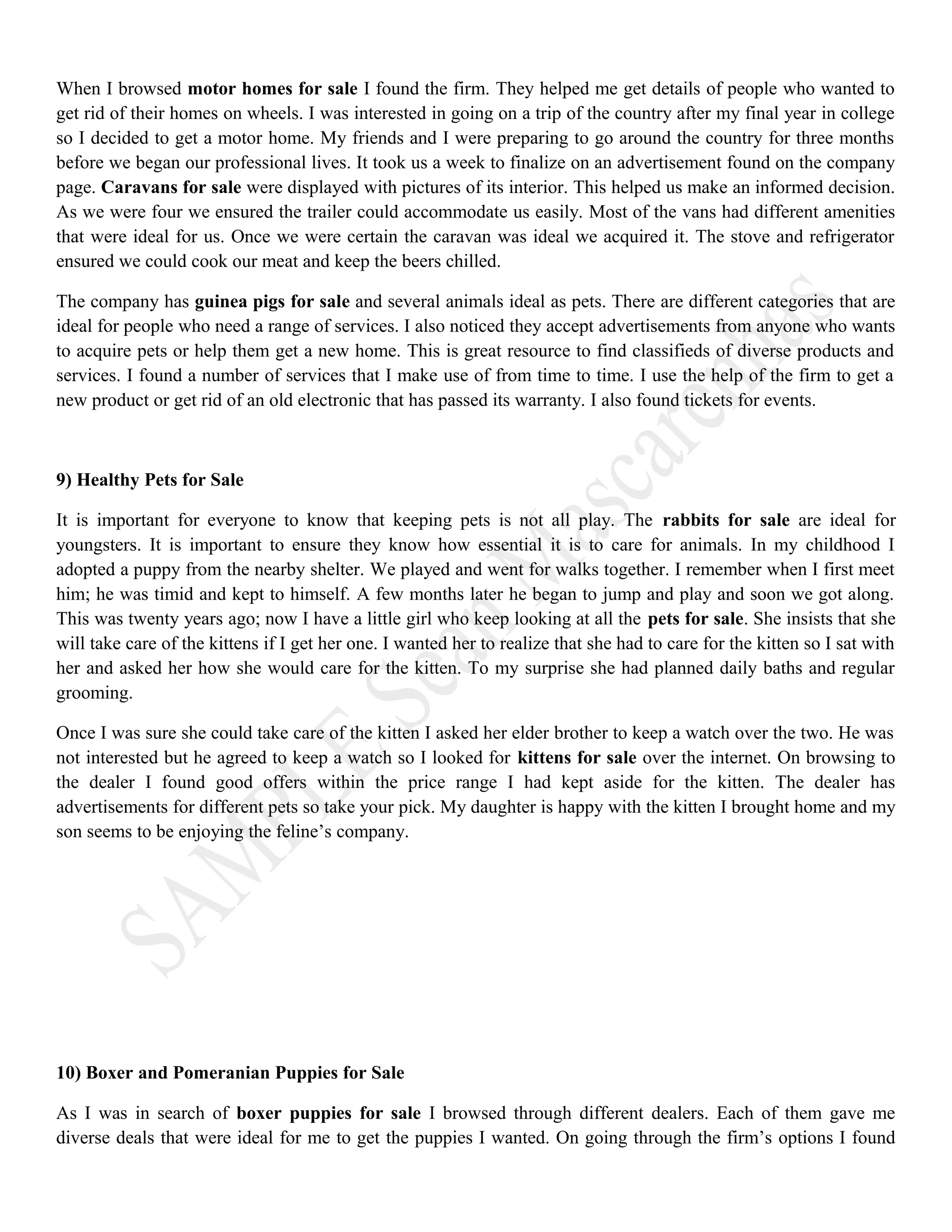 Content Writing Samples | DOC