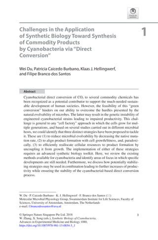 Synthetic Biology of Cyanobacteria Weiwen Zhang | PDF
