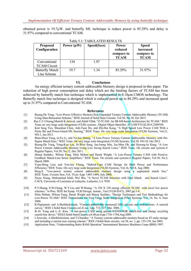 Implementation of Efficient Ternary Content Addressable Memory by Using Butterfly Technique | PDF