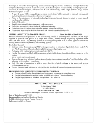 Resume | DOC | Pharmaceutical Industry | Industries